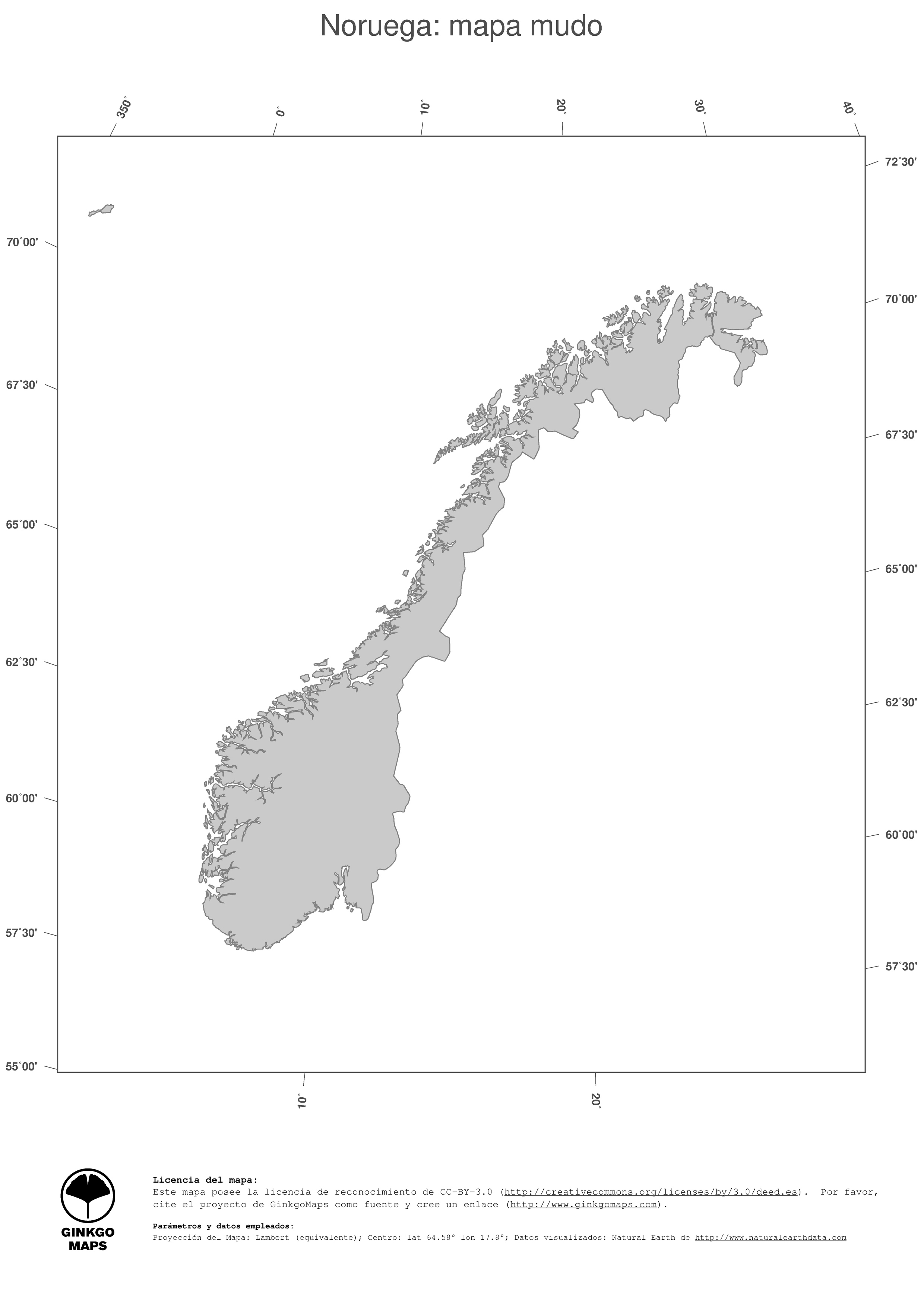 Mapa Noruega; mapas colección continente Europa; record: Noruega